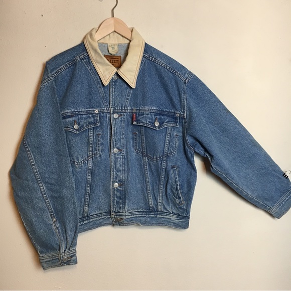 Razzy | Jackets & Coats | Vintage Razzy Jean Trucker Jacket Flannel Collar Oversize M | Poshmark
